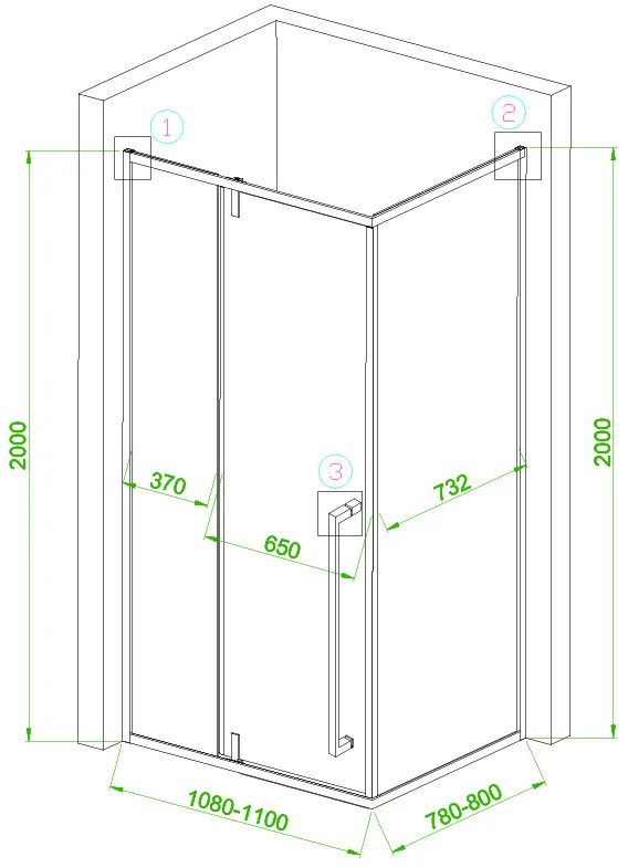 BPS-koupelny Obdélníkový sprchový kout HYD-OK12BS 110x80 černá/transparent - bez vaničky