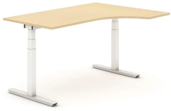 B2B Partner Výškově nastavitelný stůl ergonomický, pravý 1600 x 800 x 1200 mm, elektrický, bříza