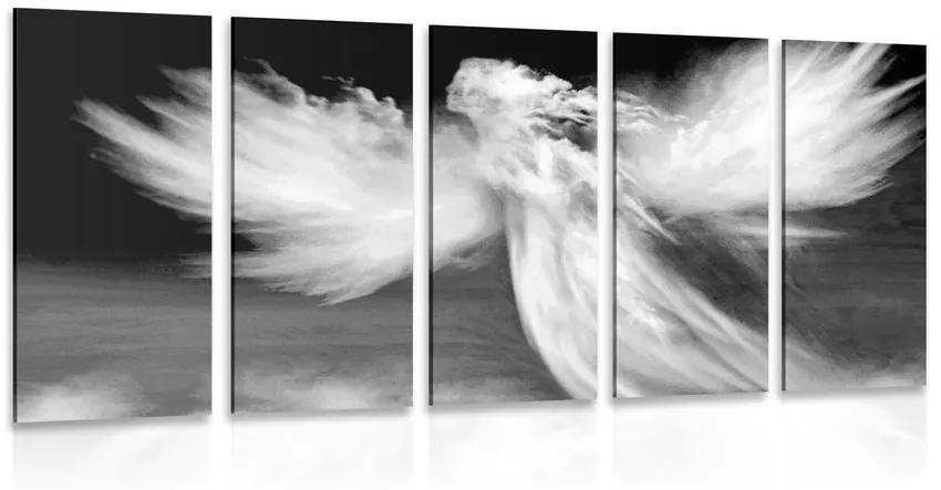 5-dílný obraz podoba anděla v oblacích v černobílém provedení Varianta: 100x50