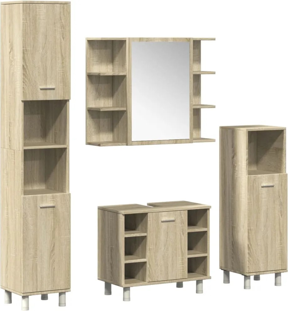 4dílný set koupelnového nábytku dub sonoma kompozitní dřevo 3324970