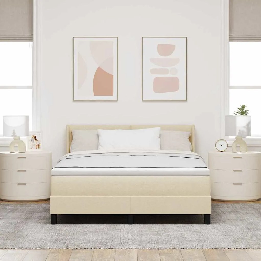 Postel s boxspringem s čelo Krémová 200 x 160 cm textil 3341116