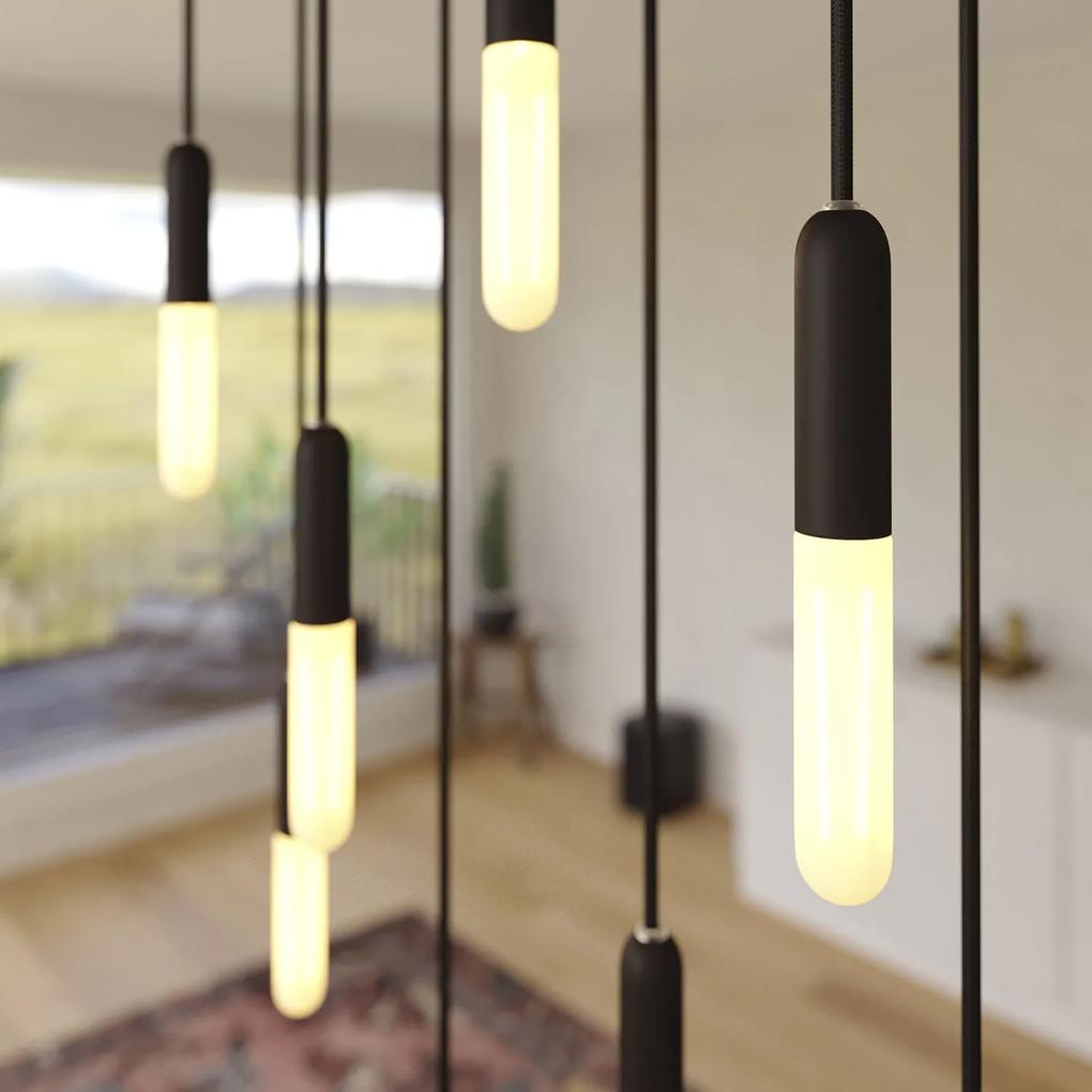 creative cables Závěsná lampa s 8 světly, s obdélníkovým XXL baldachýnem Rose-one, textilním kabelem a kovovými komponenty Barva: Matný černý dibond