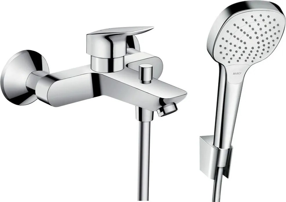 Set vanová baterie Hansgrohe Logis 71400000, sprchová sada Hansgrohe Croma 26425400