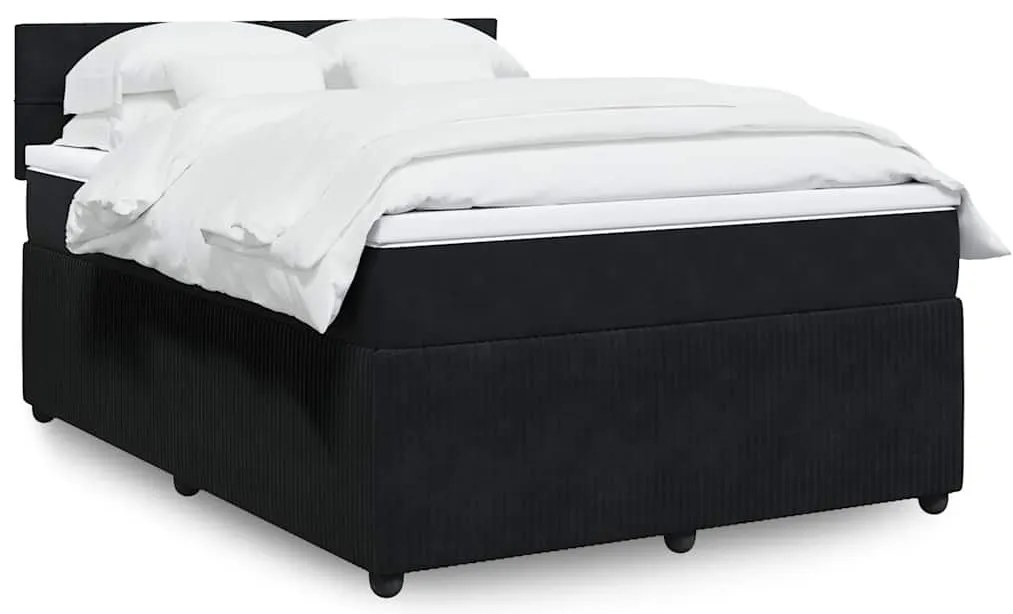 Box spring postel s matrací černá 140x200 cm samet 3290060