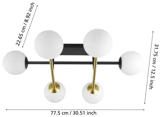 Eglo 390176 - Přisazený lustr PAZ 6xE14/40W/230V zlatá/černá