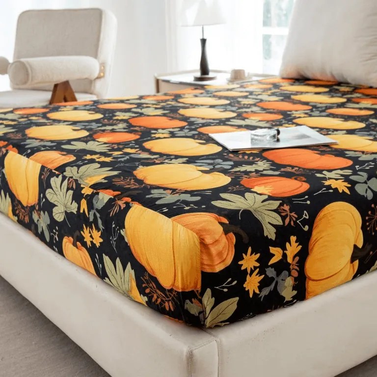 Prostěradlo z mikrovlákna ORANGE PUMPKINS barevné 90x200 cm