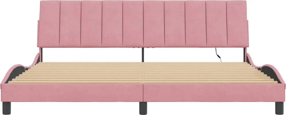 Rám postele s LED osvětlením bez matrace Hanko růžový 200 x 200 cm samet 3213804