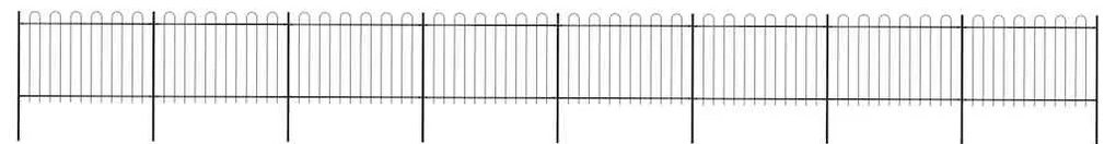 Zahradní plot s obloukem nahoře ocelový 1339 x 120 cm černý 277672