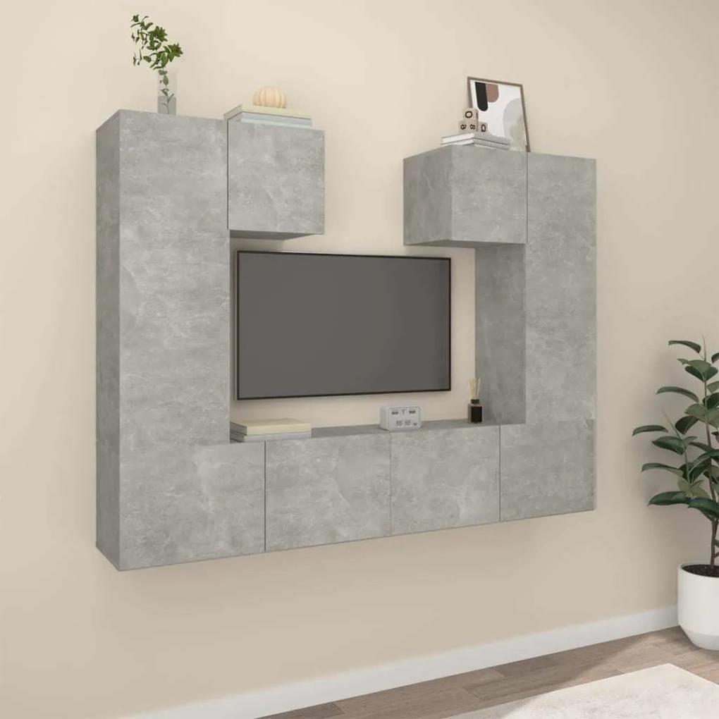 vidaXL 6dílný set TV skříněk kompozitní dřevo [3114459] Barva: Betonová šedá