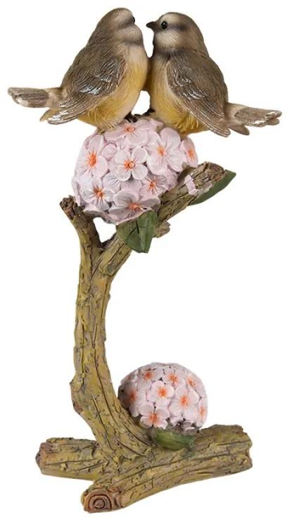 Velikonoční dekorace sýkorky na větvičce s květy – 10x6x19 cm