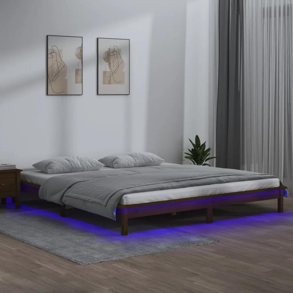 Rám postele LED medově hnědý 150x200 cm King Size masivní dřevo,  820614