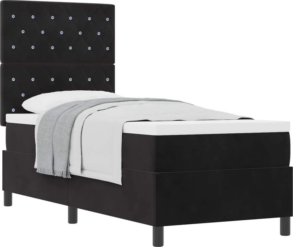 Postel s boxspringem s matrací s čelo Černý 80 x 200 cm samet 3339730