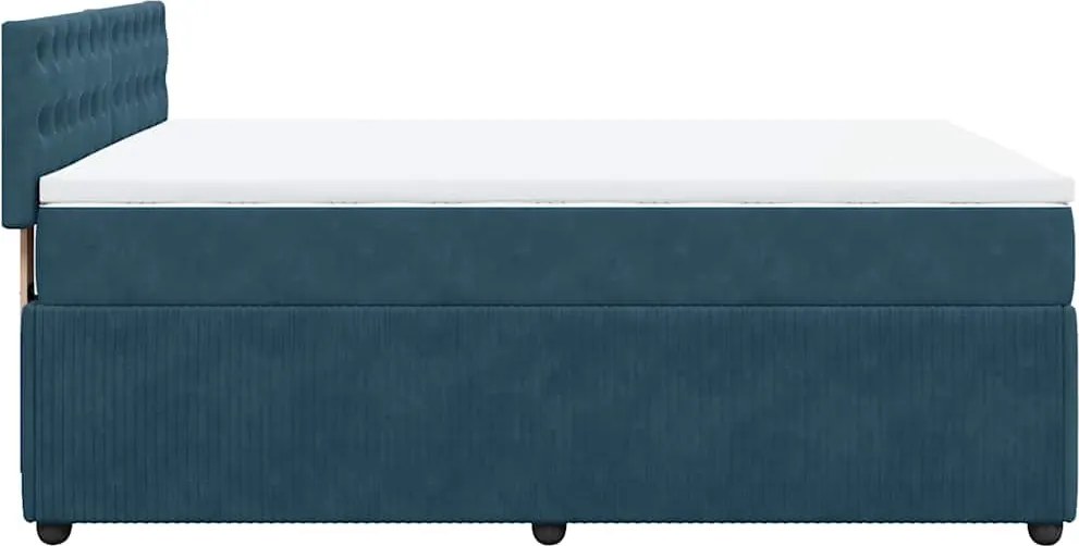 Box spring postel s matrací modrá 140 x 200 cm samet 3290074