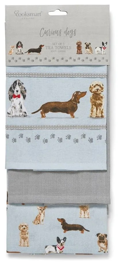 Bavlněné utěrky v sadě 3 ks 45x65 cm Curious Dogs – Cooksmart ®