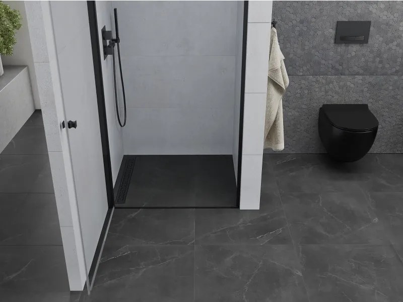 Mexen Pretoria sprchové dveře otočné 80 cm, transparentní, černé - 852-080-000-70-00