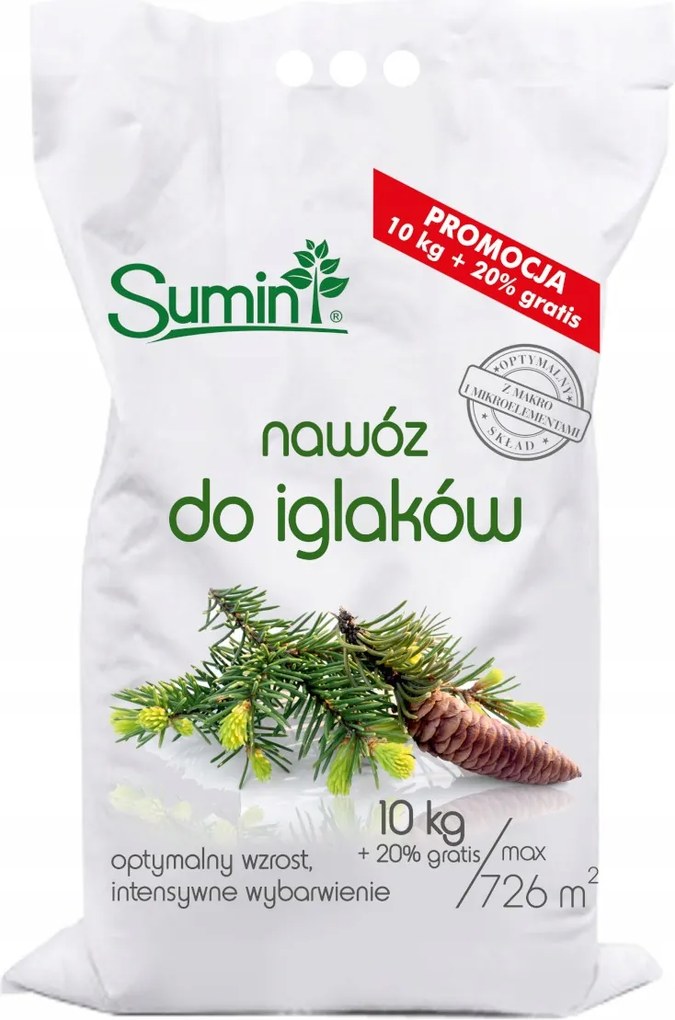 Hnojivo Sumin pro jehličnany Optimální složení 10 kg 2 kg Bonus