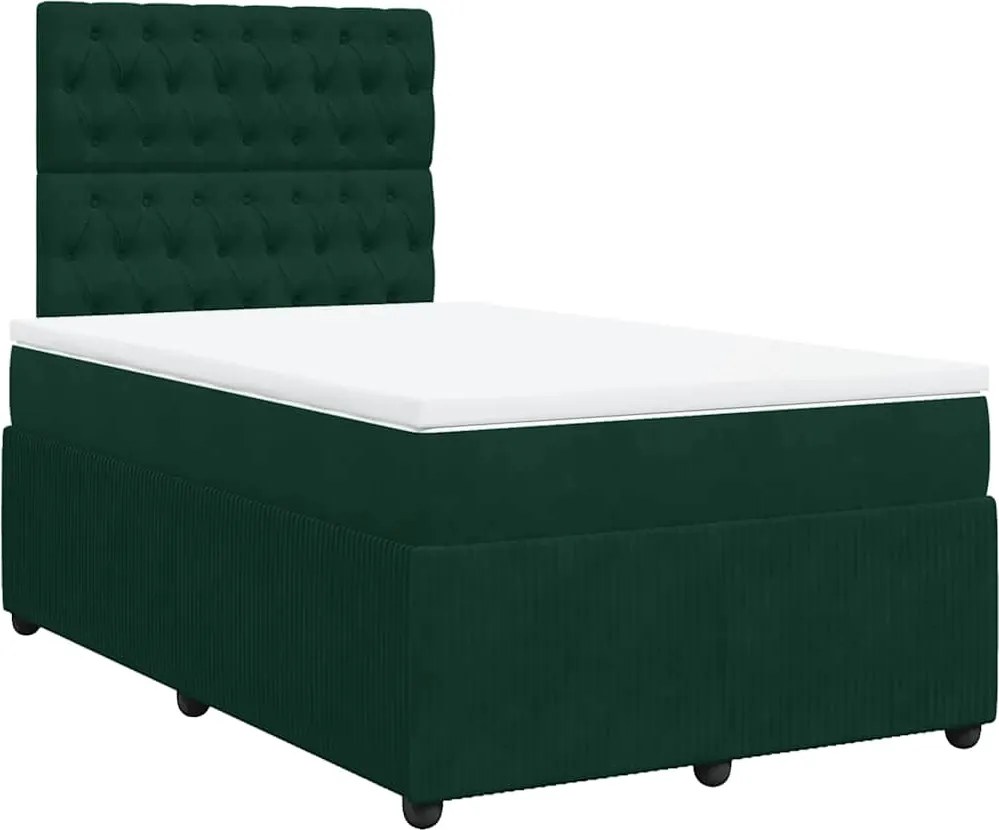 Box spring postel s matrací tmavě zelená 120 x 200 cm samet 3294619