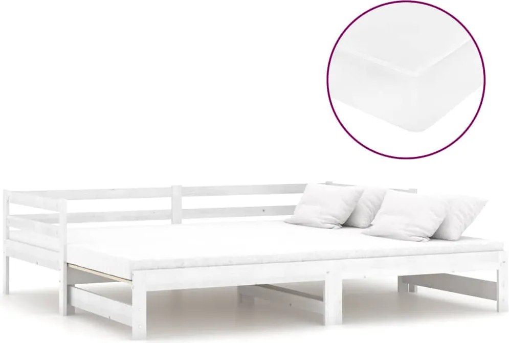 Výsuvná válenda 2 x (90 x 200) cm bílá masivní borovice 3083655