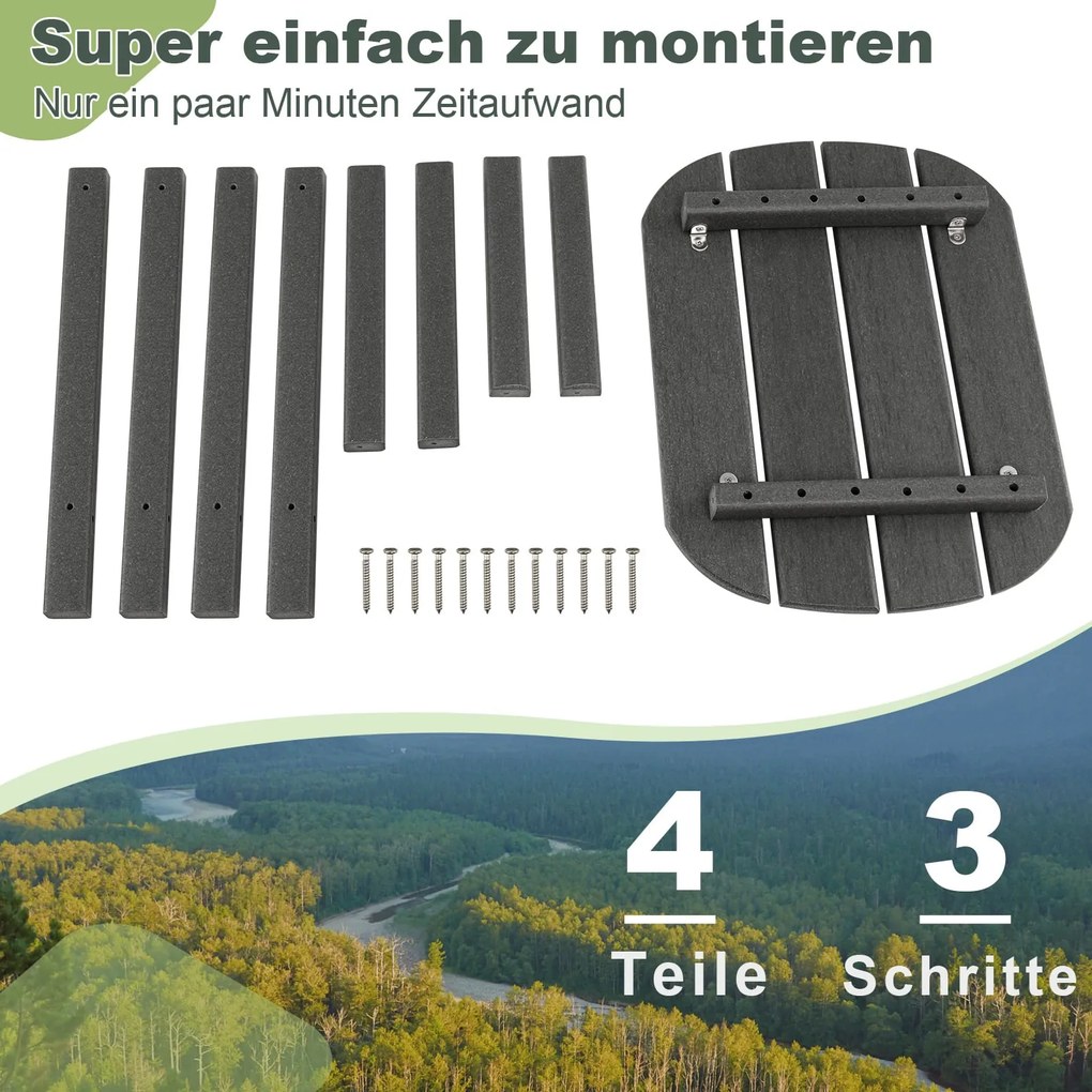 Costway Sada 2 odkládacích stolků z HDPE, zahradní stůl Adirondack odolný proti