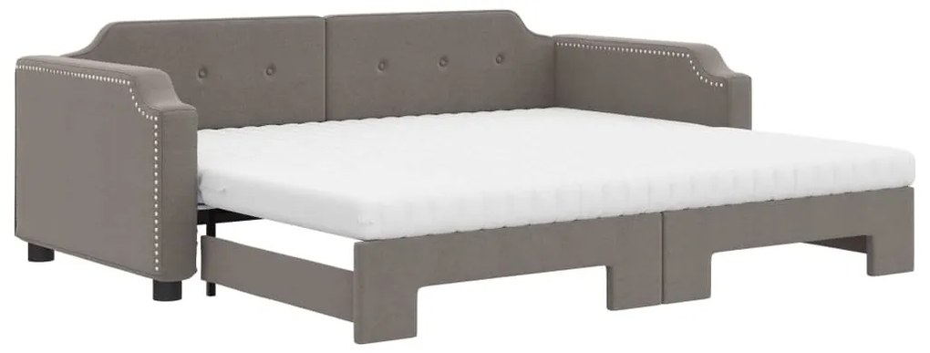 Válenda s přistýlkou a matracemi taupe 100 x 200 cm textil