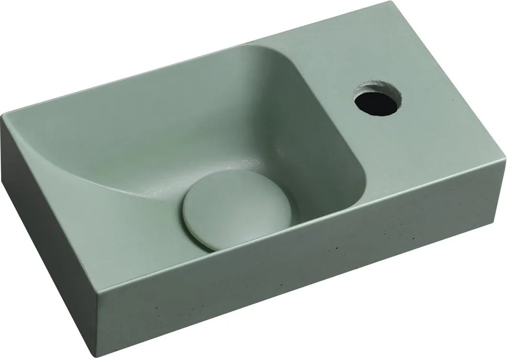 Sapho Sapho, PICCOLINO betonové umyvadlo 30,8x17cm, baterie vpravo, zelená mat, PK30523