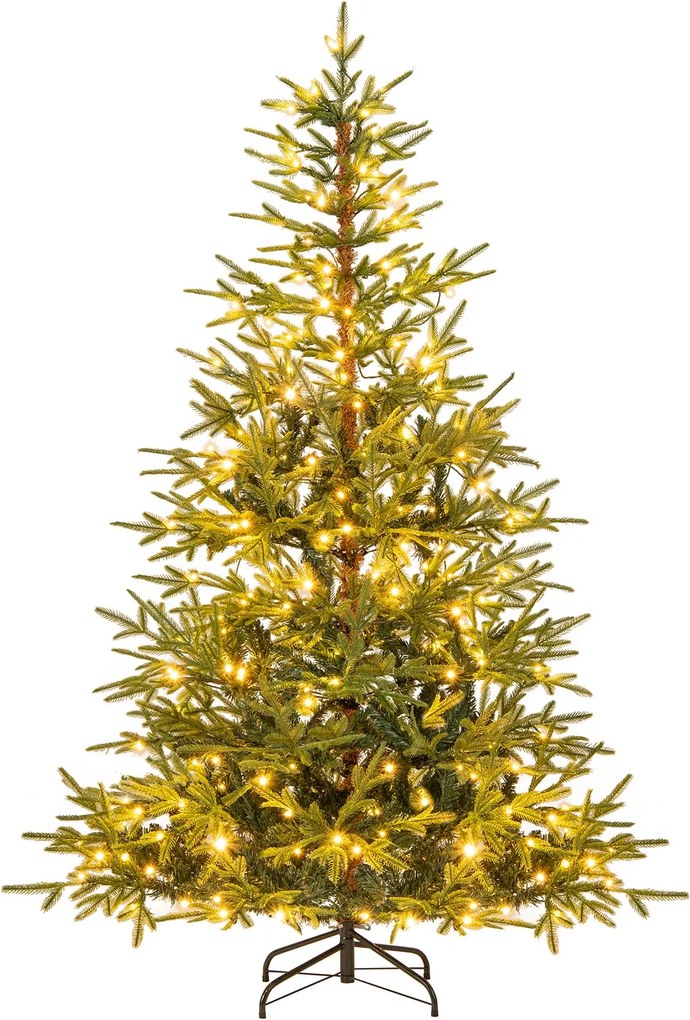 Costway 180 cm Umělý vánoční stromeček s 250 Vícebarevná LED světla Umělý