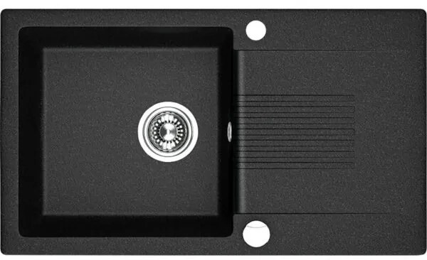 Laveo Celia, 1-komorový granitový dřez 760x440x185 mm s dlouhým odkapávačem, černá, LAV-SBC_711T