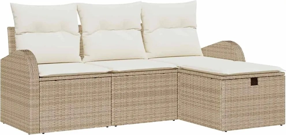 Set pohovek 4 ks Béžová a krémová polyratan 3359050