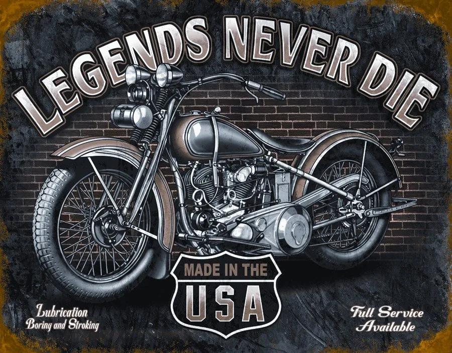 Plechová cedule: Motocykly (Legends Never Die) - 30x40 cm