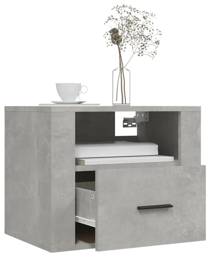 Nástěnný noční stolek betonově šedá 50x36x40 cm - Default Title