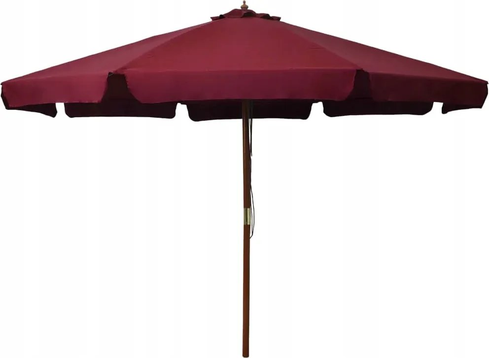 Fionshop 262815848 Zahradní slunečník s dřevěnou tyčí 330 cm vínový