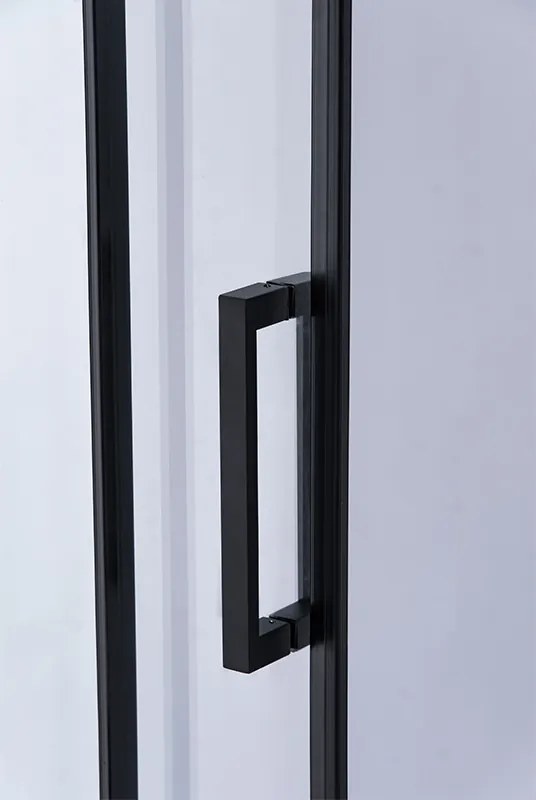 BPS-koupelny Posuvné sprchové dveře HYD-PD03B 100 černé/transparent pro instalaci do niky + vanička HYD-OSV-ST03A 100x80 bílá