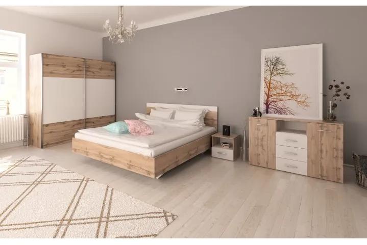 Ložnicový komplet (postel 180x200 cm) dub Wotan a bílá TK3132