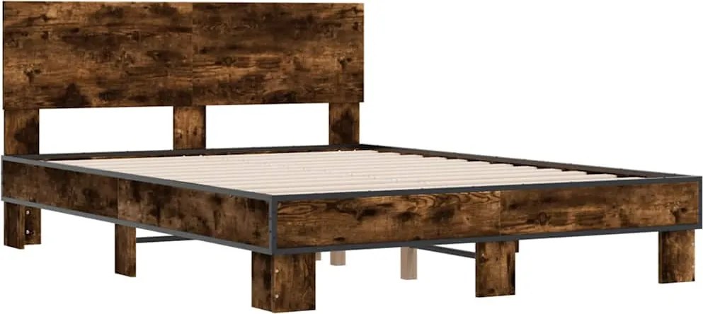 Rám postele kouřový dub 140 x 200 cm kompozitní dřevo a kov 3280194
