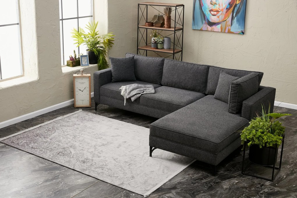 Hanah Home Rohová pohovka BERLIN antracitová pravá 258 cm 825BLC2806