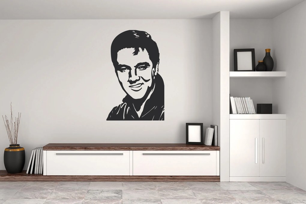 Lepy.cz Samolepka na zeď Elvis Presley Velikost (šířka x výška): 35x54cm, Barevná varianta: Černá