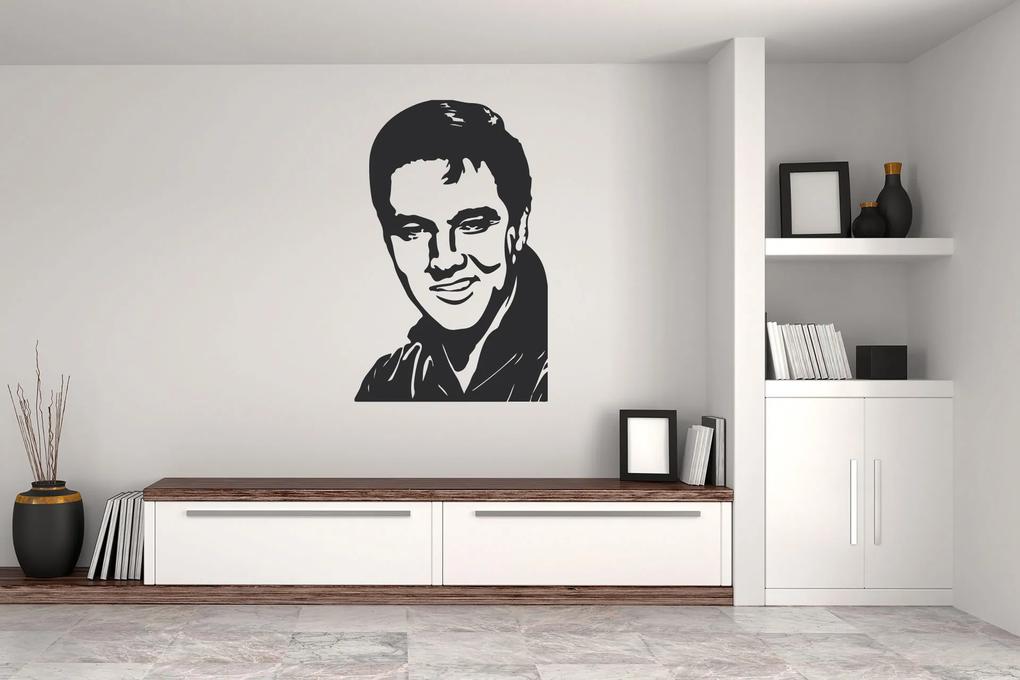 Lepy.cz Samolepka na zeď Elvis Presley Velikost (šířka x výška): 55x85cm, Barevná varianta: Bílá