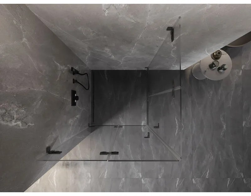 Mexen Lunar-F Duo, skládací sprchový kout 95 x 95 cm, 6mm čiré sklo, grafitový profil, 836-095L-095P-95-00