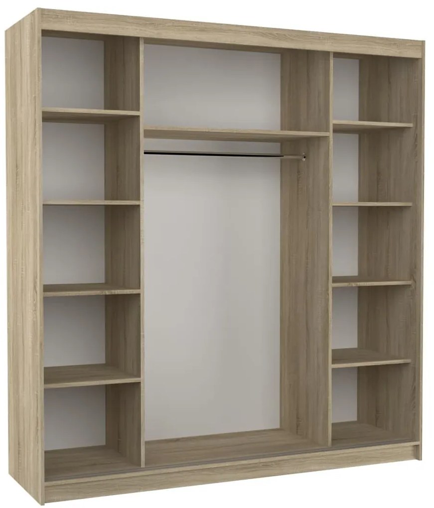 Šatní skříň s posuvnými dveřmi Olivier - 200 cm Barva: Bílá/Černá