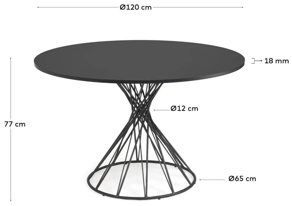 Jídelní stůl tuni ø 120 cm černý MUZZA