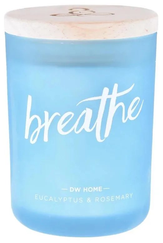 dw HOME Vonná svíčka Yoga - Breathe 212g, modrá barva, sklo, dřevo