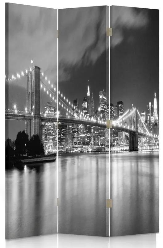 Ozdobný paraván, Panorama Brooklynského mostu - 110x170 cm, třídílný, klasický paraván