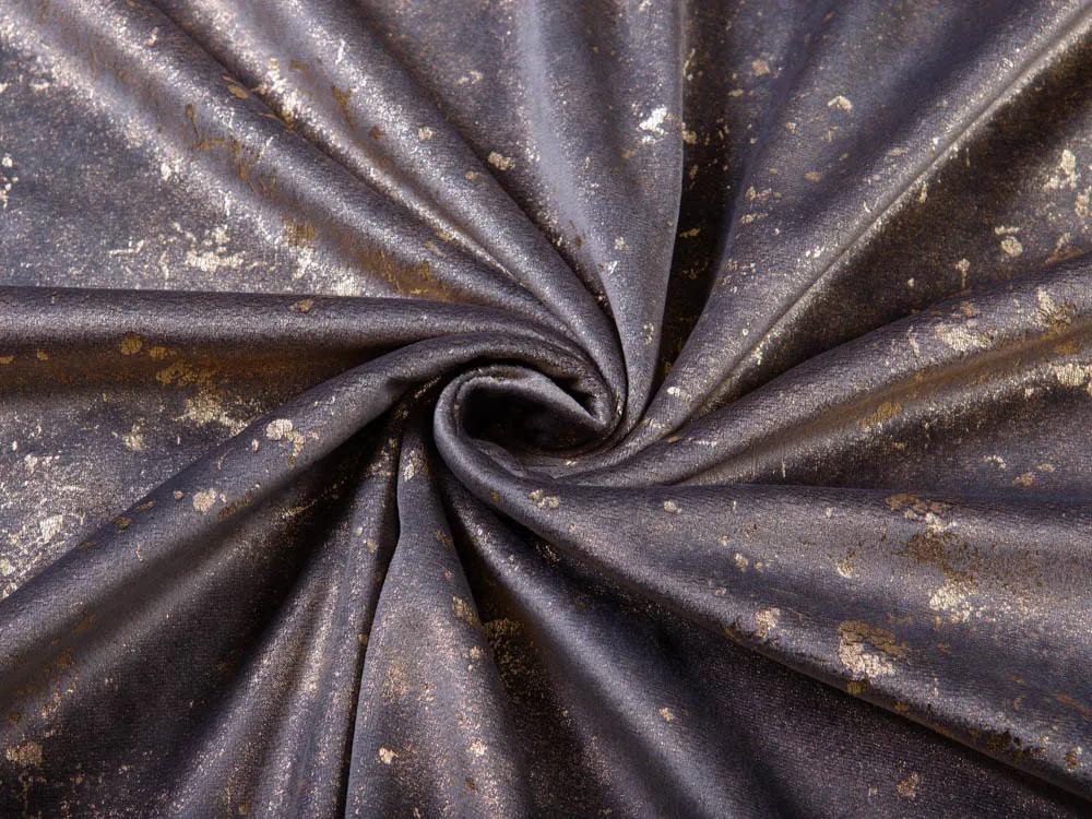 Biante Sametový obdélníkový ubrus Isabela IBL-004 Gold Design tmavě šedý 100x140 cm