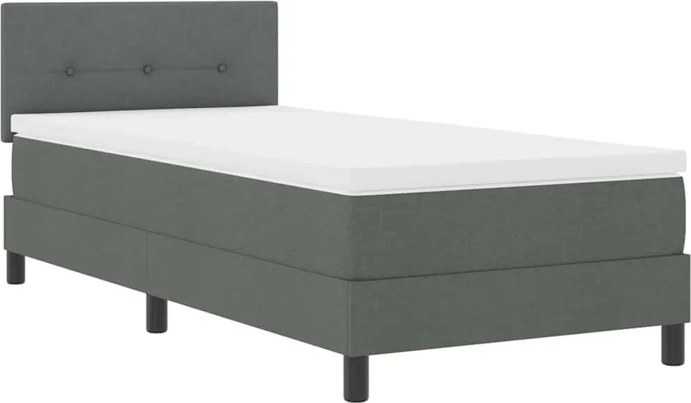Postel s boxspringem s čelo Tmavě šedá 100 x 200 cm textil 3338665
