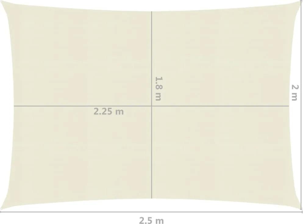 vidaXL Plachta proti slunci 160 g/m² 2 x 2,5 m HDPE [311171] Barva: krémová