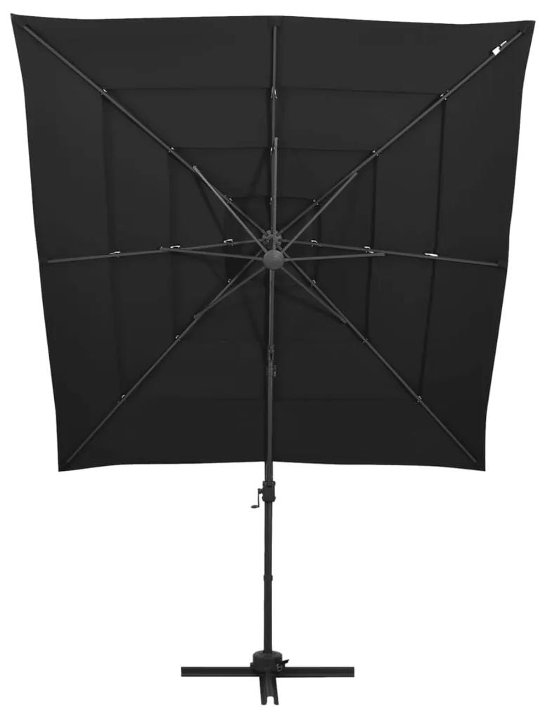 vidaXL 4stupňový slunečník s hliníkovou tyčí černý 250 x 250 cm