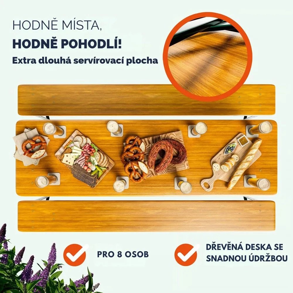 Pivní set KLASIK, 170cm, přírodní hnědá Casaria