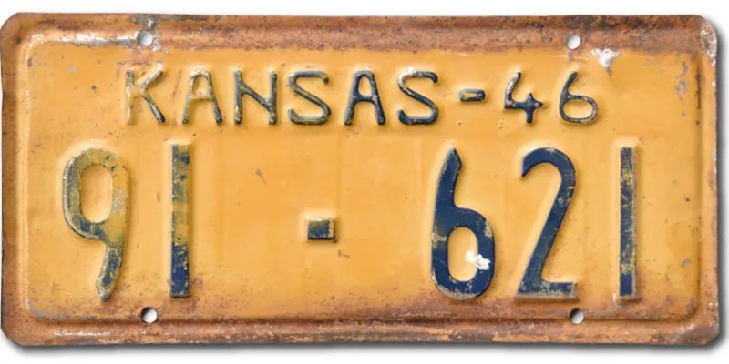 Americká SPZ Kansas 1946 Yellow 91-621