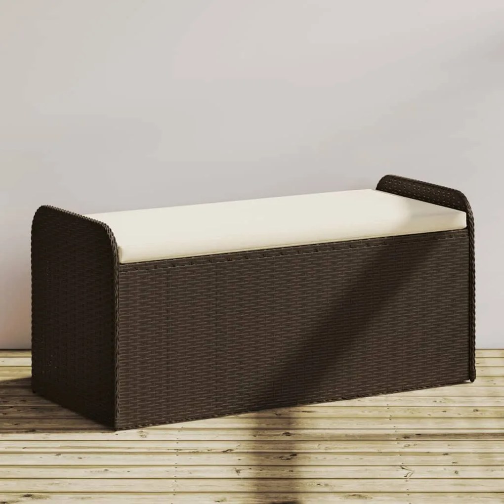 Úložná lavice s poduškou hnědá 115 x 51 x 52 cm polyratan - Default Title