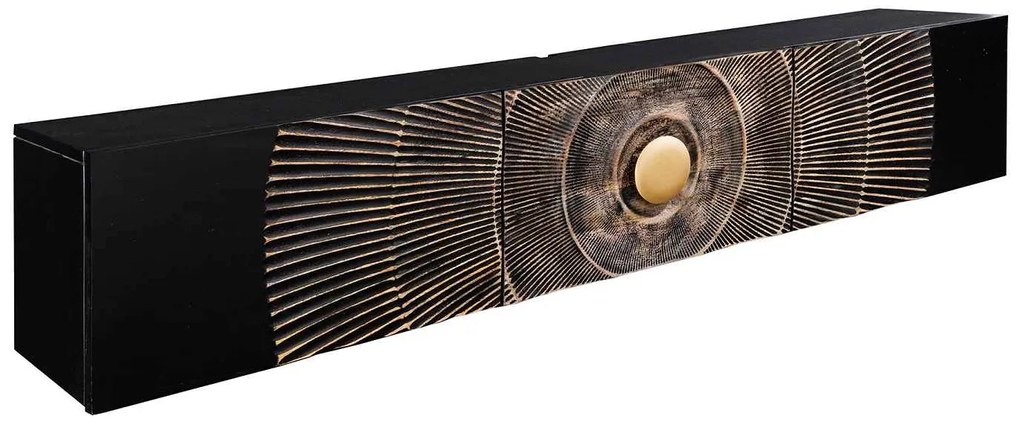 Designový závěsný TV stolek Venetia 160 cm černo-zlatý
